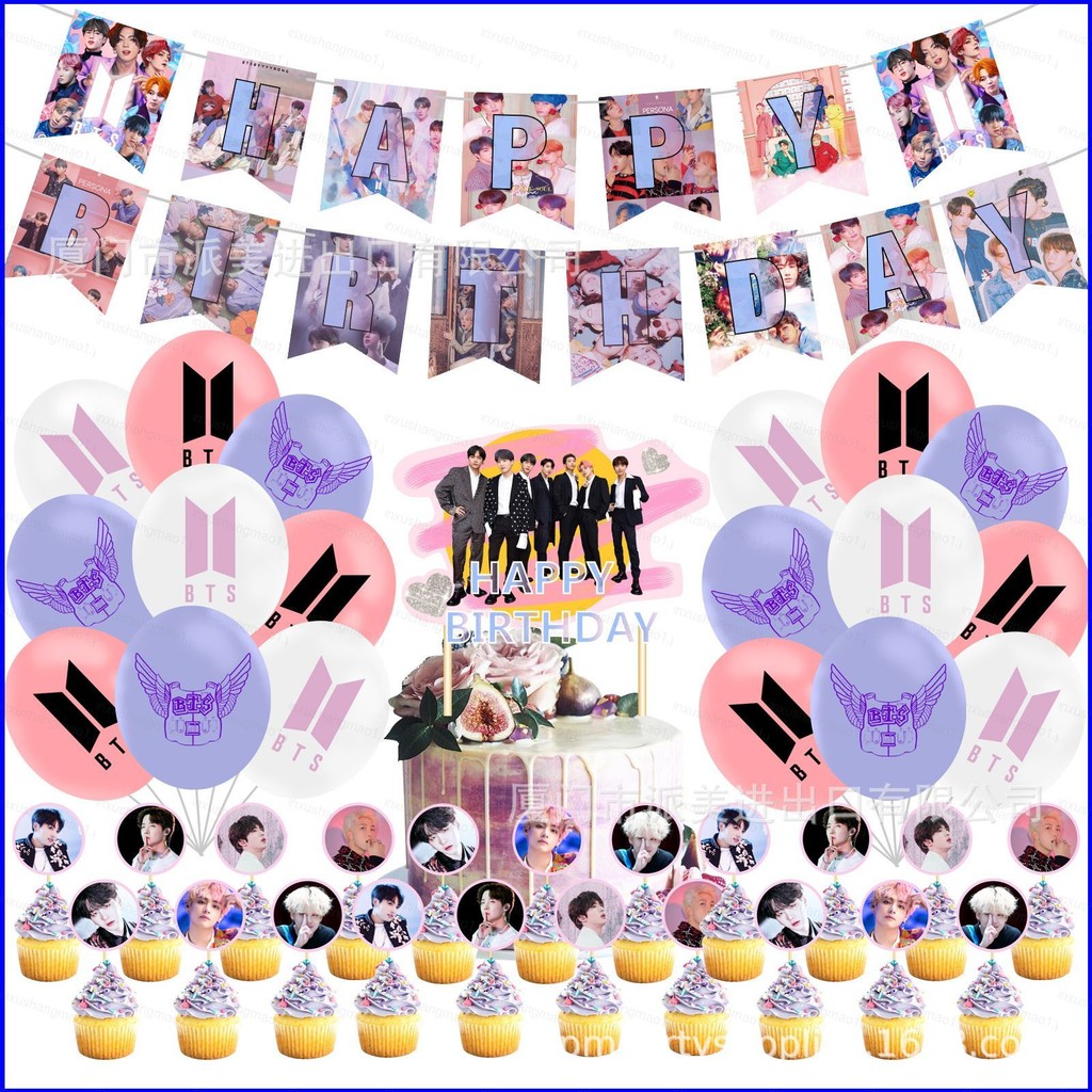 ZX BTS Theme kids birthday party decorations banner cake topper balloon ...