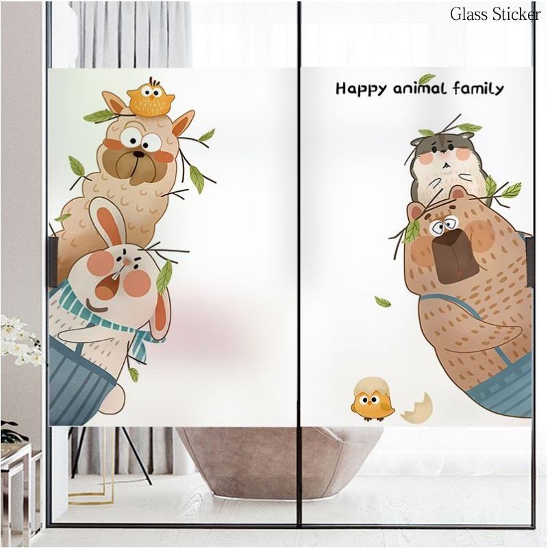 Cartoon Small Animal Frosted Glass Film Bathroom Anti-light ...