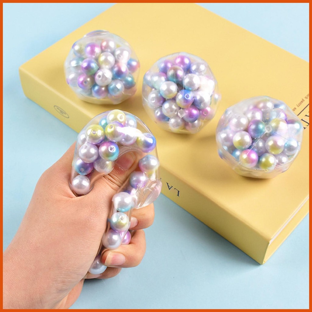 Stress Relief Pearl Balls Fidget Squeeze Round Pearl Beads Fidget & Fun ...