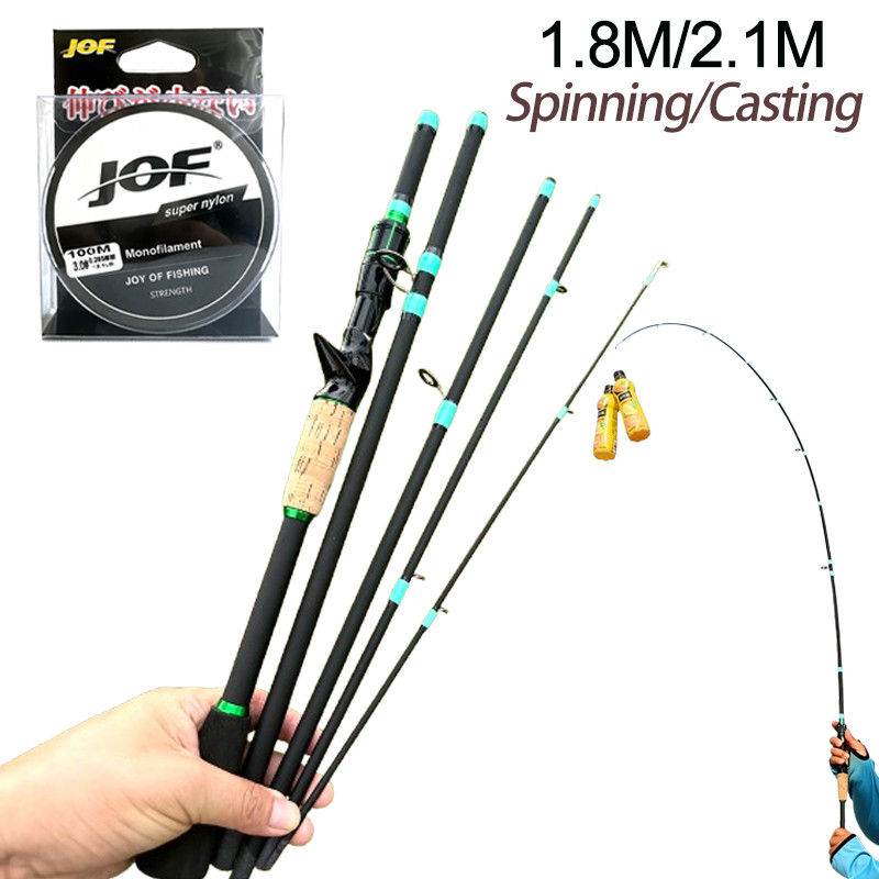 Spinning Fishing Rod Set 4-5 Sections Ultralight Carbon Fiber Pole ML ...
