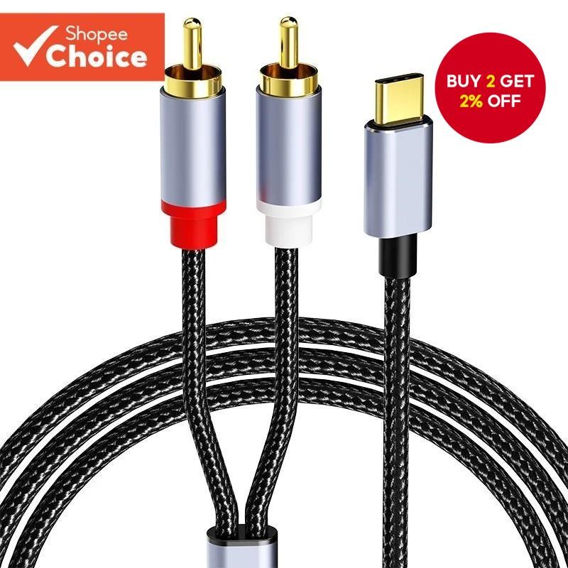 RCA Cable 3.5mm Jack Type C to 2 RCA Audio Cable 3.5mm to 2RCA Male ...