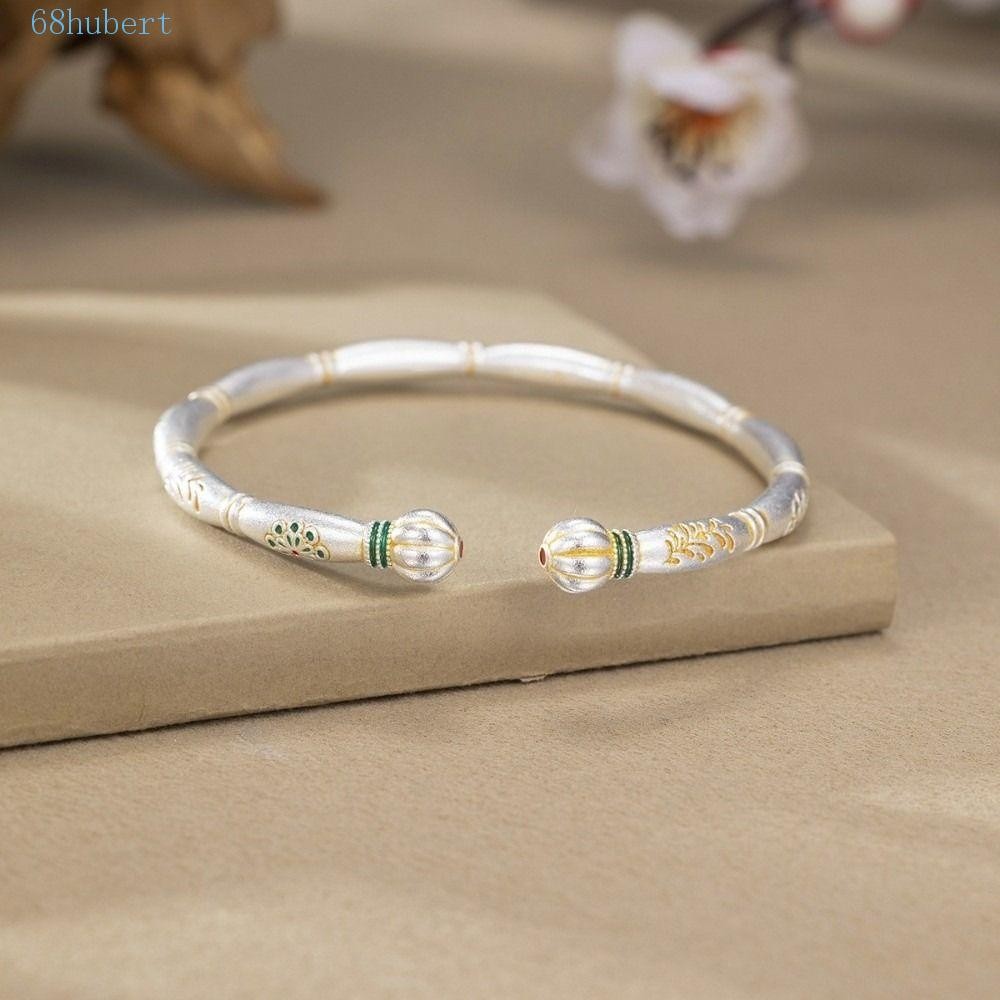 HUBERT Slub Pumpkin Opening Bangles, Painted Gold White Copper Women's ...