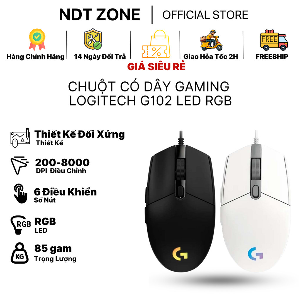 Logitech G102 Led RGB 8000DPI Wired Gaming Mouse Ergonomic Design Weight 85g | Shopee Philippines