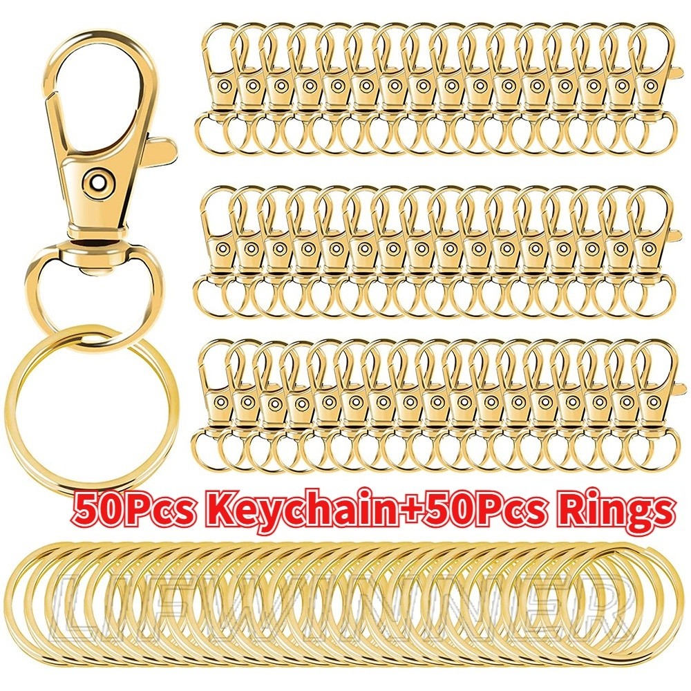 100pcs Key Rings Set Silver/Gold Lobster Claw Clasps for DIY Crafts ...