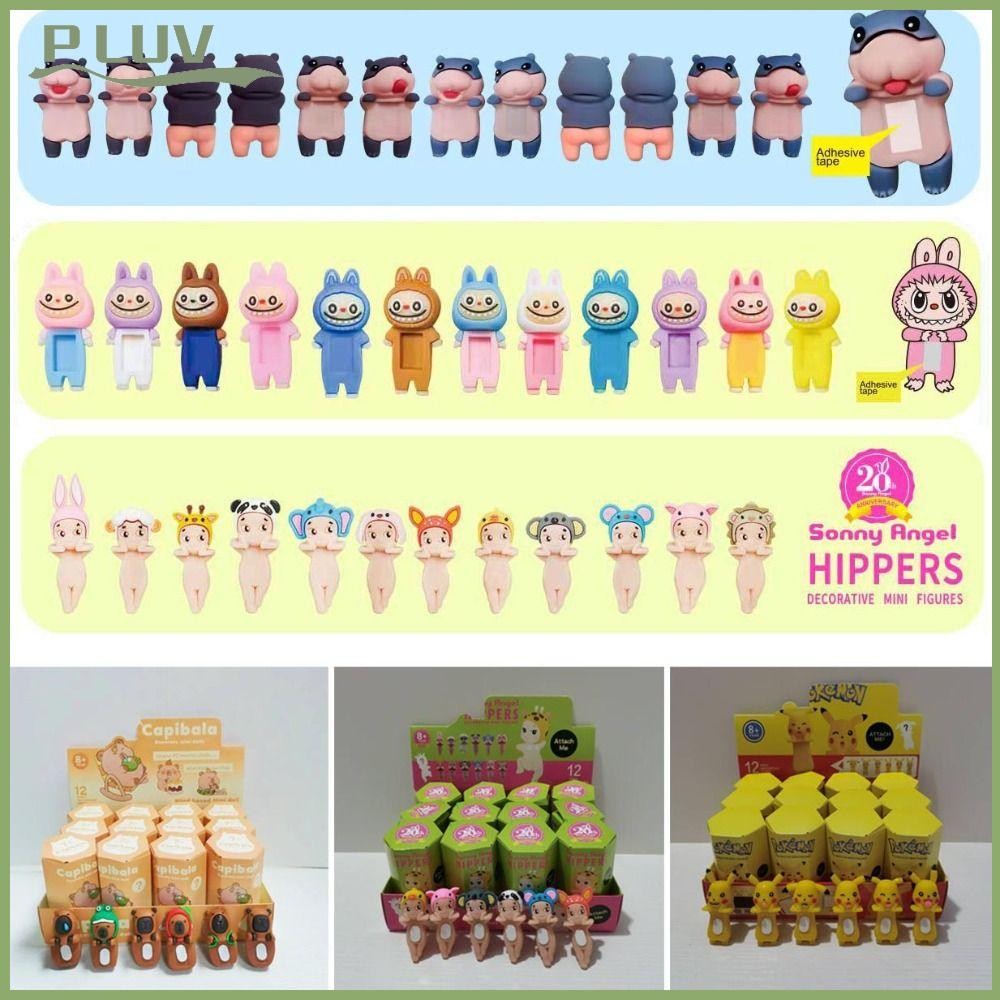 PLUVII 12Pcs/Box Labubu Box, PVC Labubu Box, Capybara Stitch Moo Deng ...