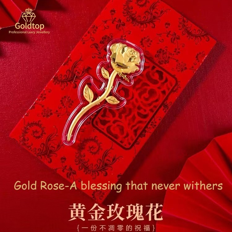 Gold Rose Set Pure Gold 999/24K (0.2g) Gold Bar-The best choice for ...