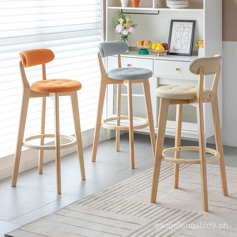 Bar Stool Modern Simple Solid Wood High Chair Home Nordic Light Luxury ...