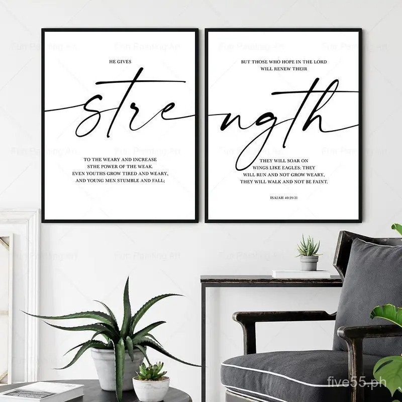 Modern Christian Decor Strength Scripture Print Isaiah 40 29-31 Bible ...