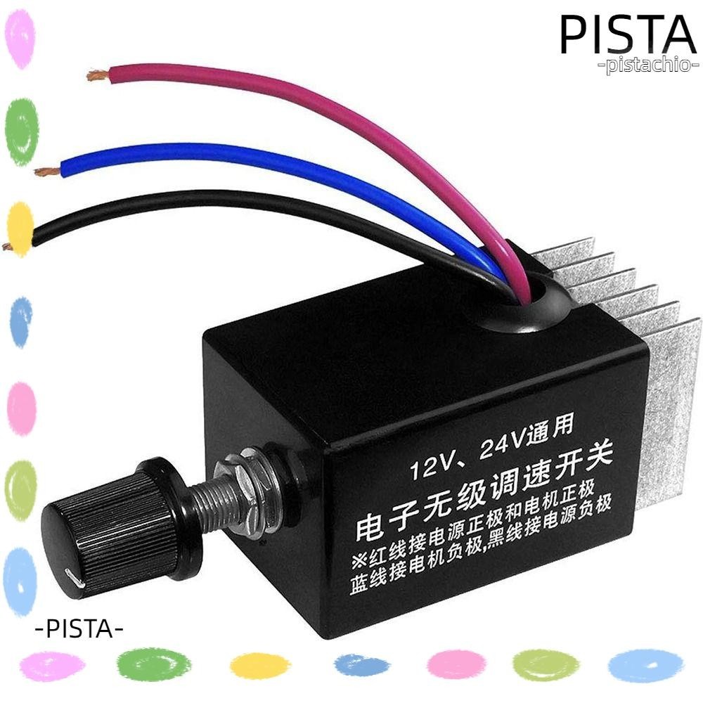 PISTA Motor Speed Controller, 10A Black Regulation Switch, Electronic Stepless DC 12V 24V ...