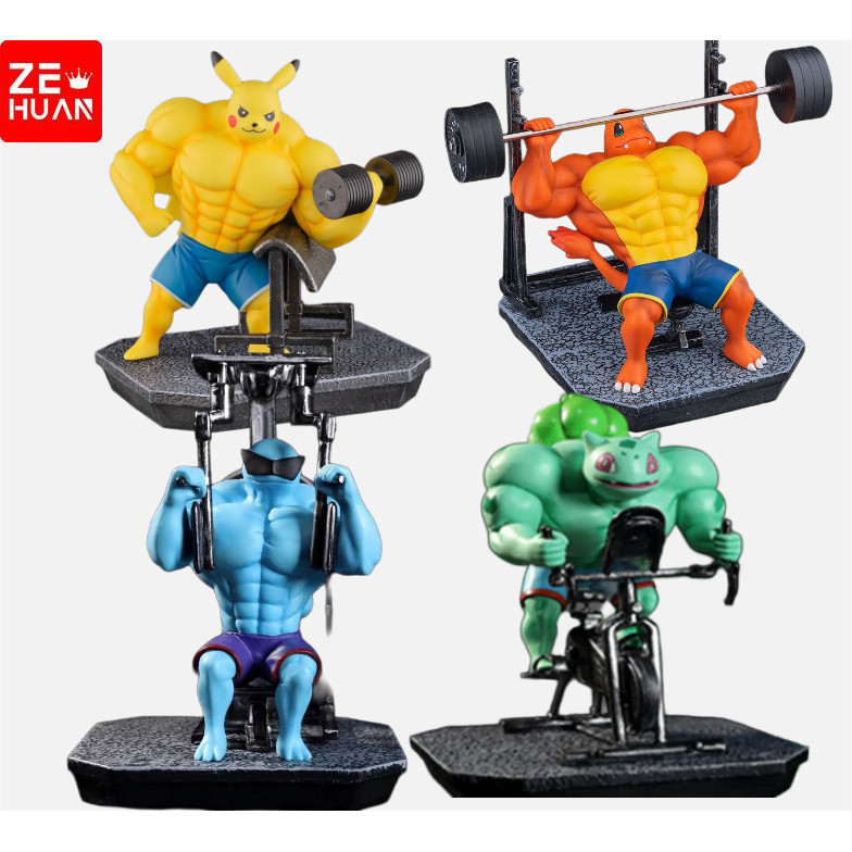 17cm Pokemon Anime Figures Gym Cartoon Pikachu Charmander Squirtle ...