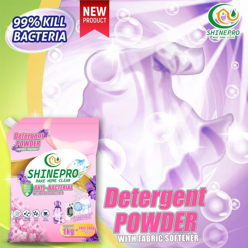 Buy1get1 Shinepro Detergent Powder 1.2kg+1.2kg=2.4kg Sulit Pack with fabric softener, | Shopee ...