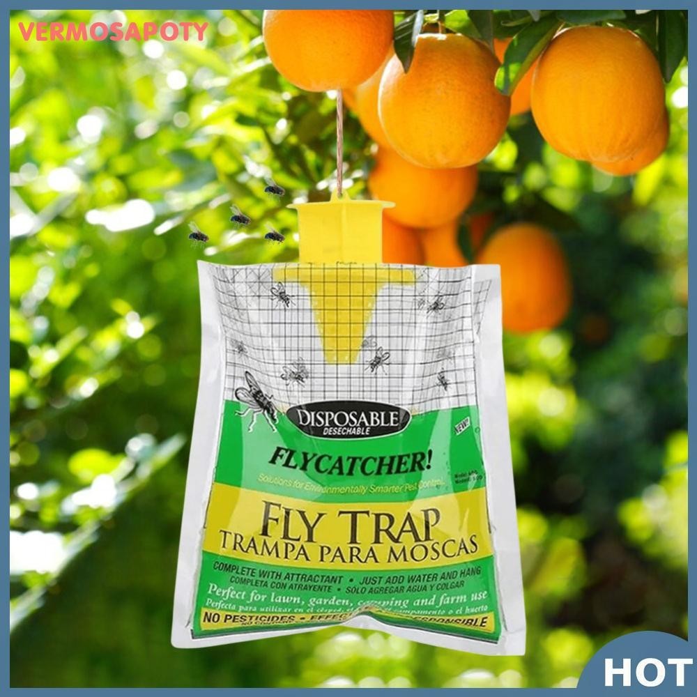 vermosapoty Hanging Fly Trap Bag with Fly Bait Disposable Fly Catcher ...