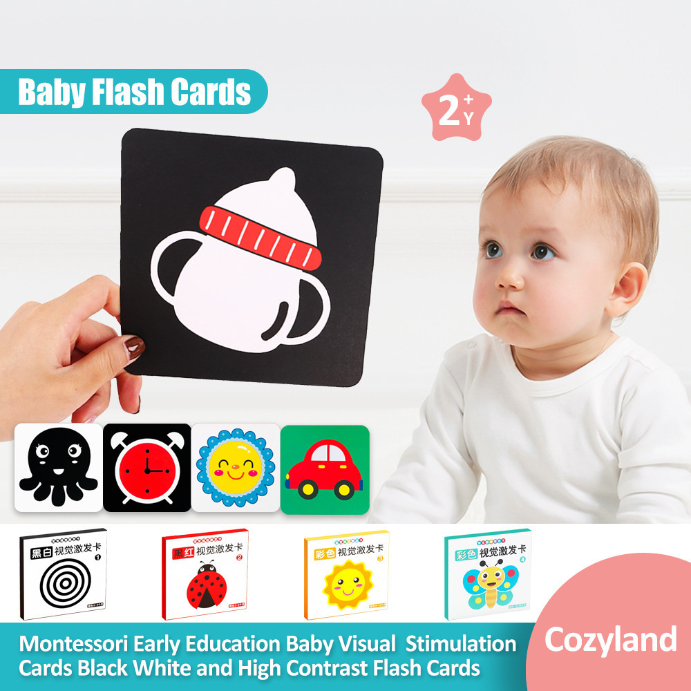 Cozyland Montessori Flash Cards Baby Toys Black Kids Sensory Toys ...