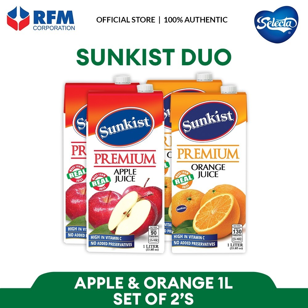 Sunkist Duo - Preimum Apple & Orange Juice 1L (Set of 2s) | Shopee ...