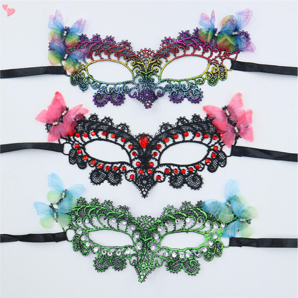 Women Sexy Lace Mask Venice Masquerad Half Face Mask with Ribbon Eye ...