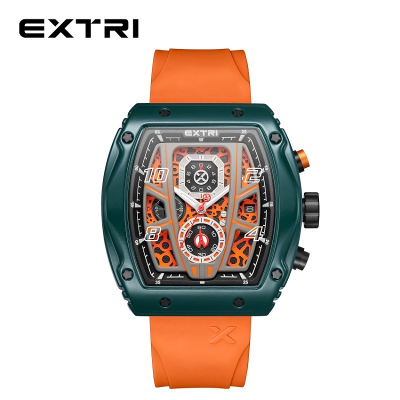 EXTRI luxury barrel shaped dial sports timing waterproof men's watch ...