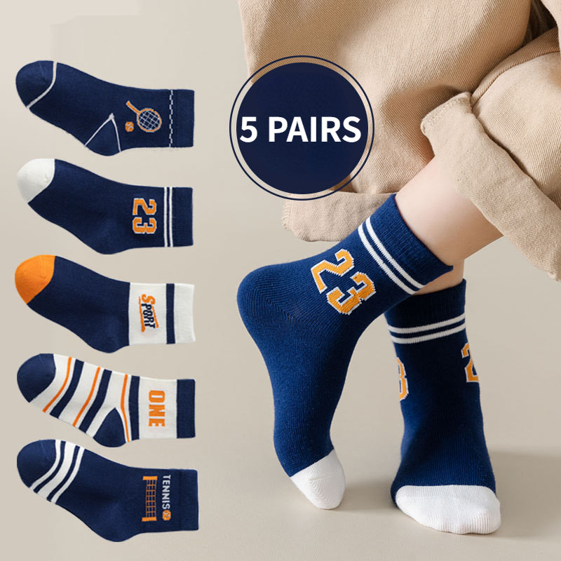 5 Pairs Boys Socks Spring Autumn Summer Socks Kids Socks 0-14 Years ...