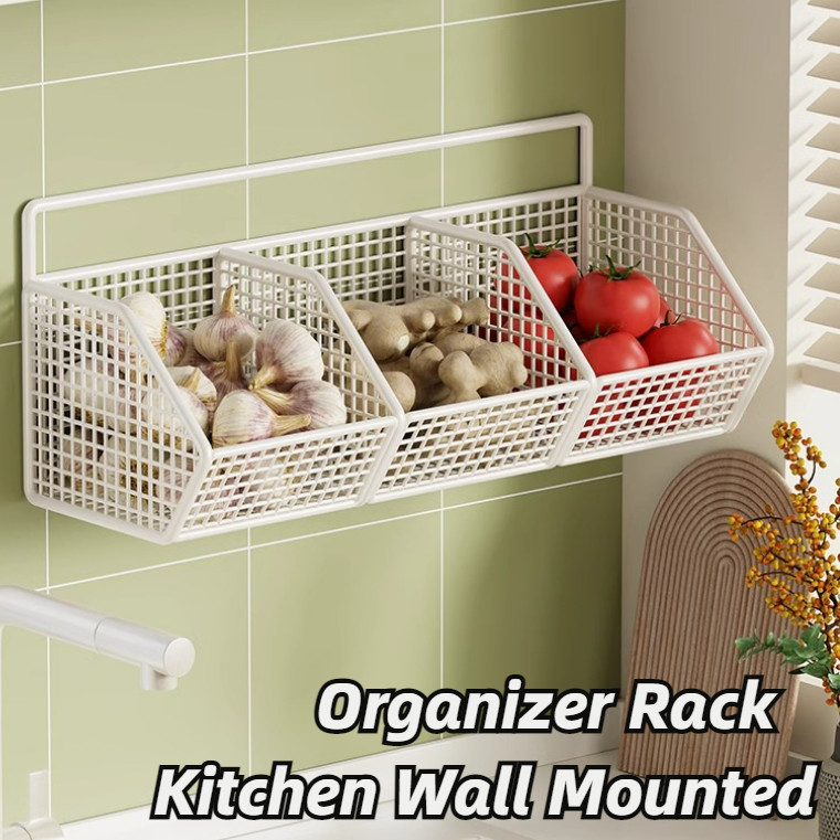 Kitchen Organizer Storage Rack Seasoning Fruit Basket Hanging ...