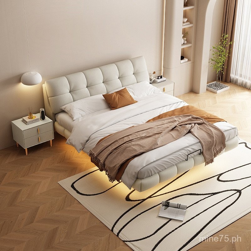Yan Factory Cream Style Fabric Bed Suspension Bed Cloud Puff Bed ...