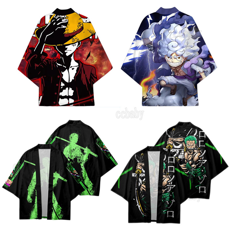 Anime One Piece Monkey D Luffy Anime Cosplay Costume Straw Hat Kimono ...