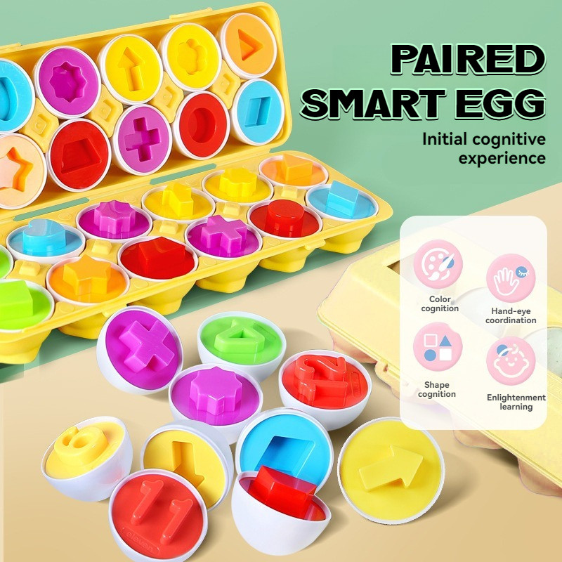 12PCS Matching Egg Set Toys early Learning Recognition Puzzle ...