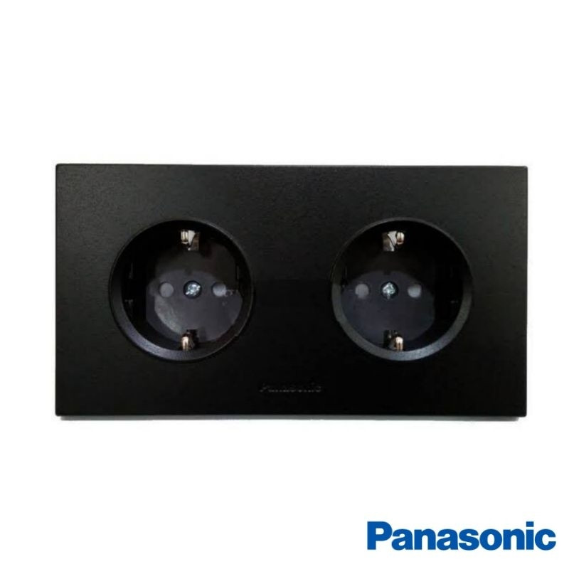 HITAM Panasonic Socket Black Double Double 2G CP Ox-11222B Black Style ...