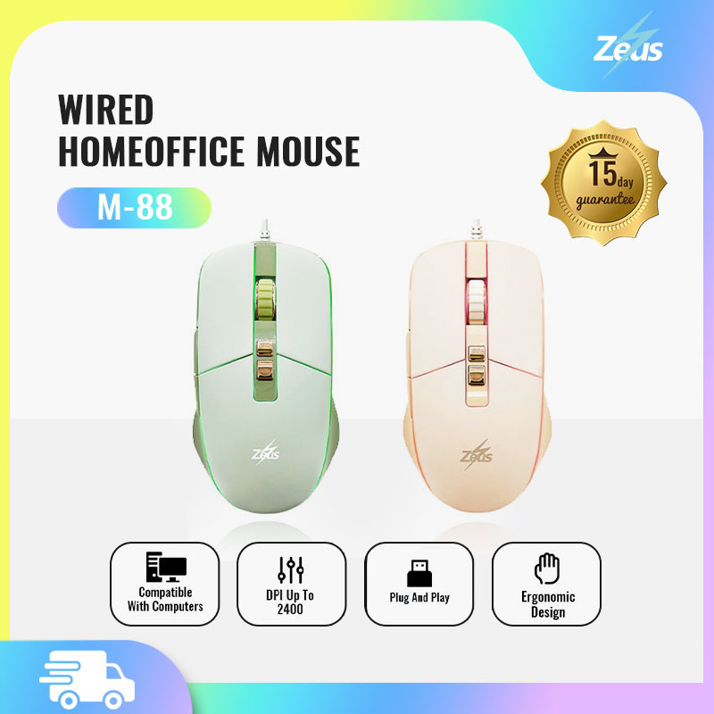 Zeus M-88 Silent Click Wired RGB Mouse 2 Colors RGB Mouse 4 DPI ...