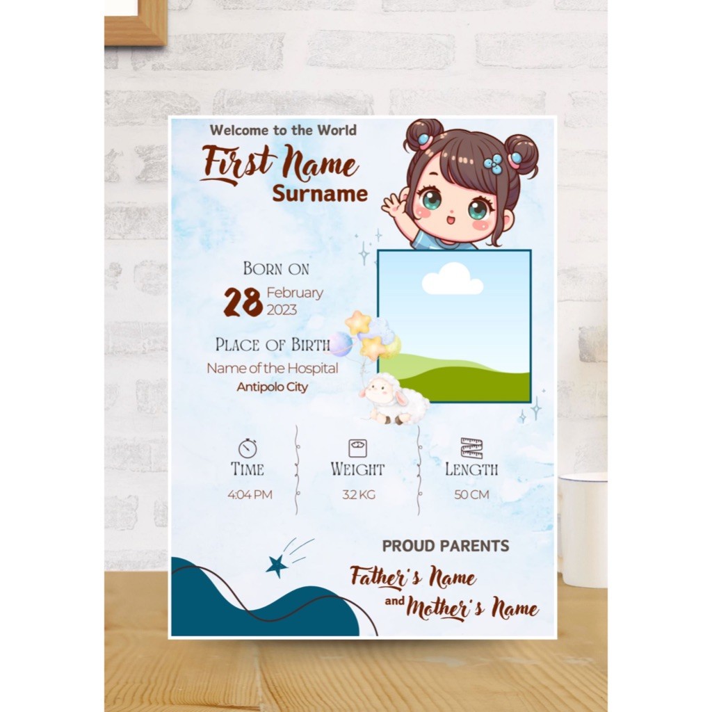 Baby Birth Info / Milestone Board Wall Decor- Sintra board A4 size ...