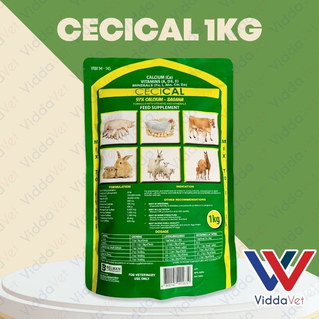 1kg Cecical Powder feed premix Calcium + vitamins + minerals for ...