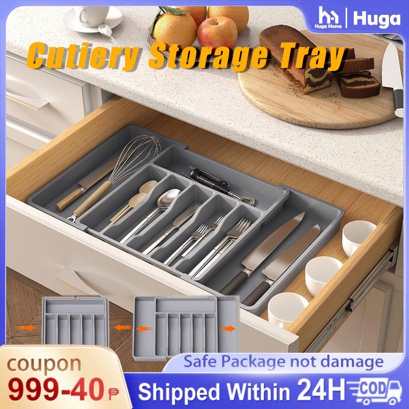 PH Cutlery Storage Tray Drawers Expandable tray Compact Drawer Divider ...