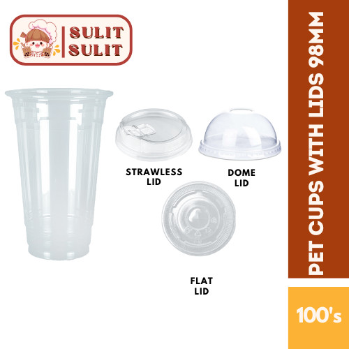 PET Cup 98MM 100pcs with Lids Set / Disposable Cups / Dabba Cups / Milk ...