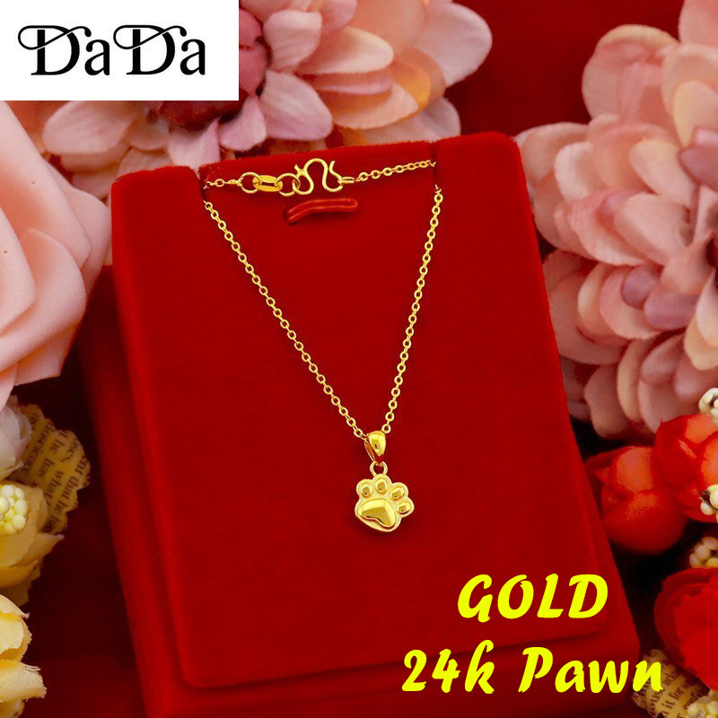 24K Saudi Gold Nasasangla 100% Original Necklace Cute Paw Pendant ...