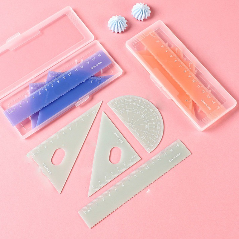 Student Measurement Tool Set Jelly Color Triangle Ruler Protractor ...