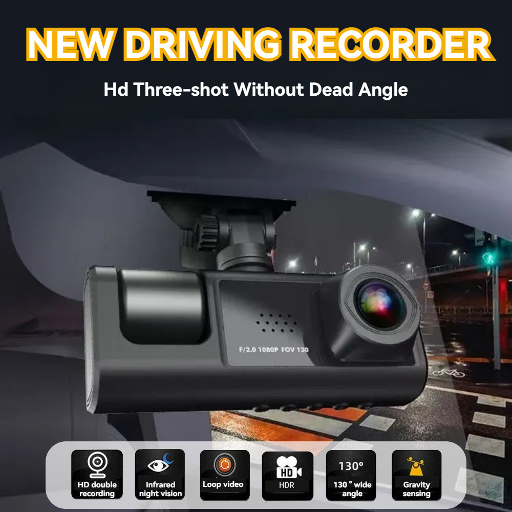 Car Dash Cam Recorder 3 Camera 1080P Car Dashcam Recorder Night Vision ...