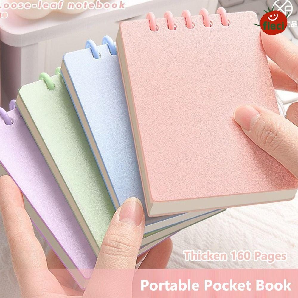 FLECI Pocket Notebook, 80Sheets Loose-leaf Mini Notebook, A7 Horizontal ...