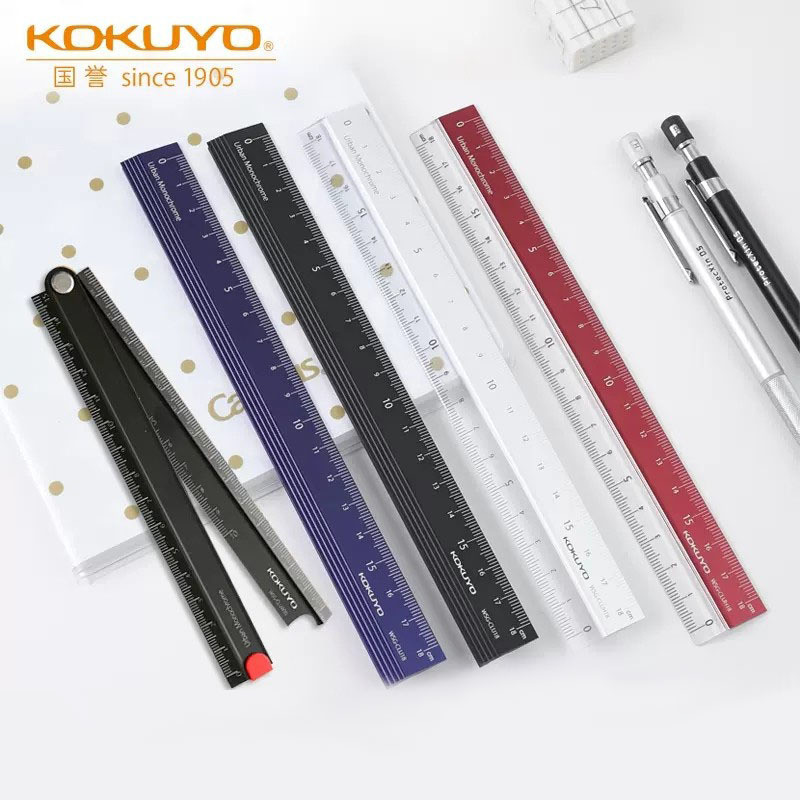 PUFFOCATˇ Japan kokuyo Ruler Aluminum Folding Transparent Ruler Campus ...