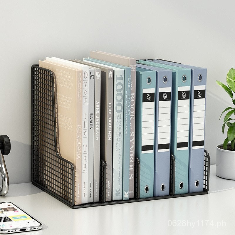 Desktop Metal Four Columns a4Storage Rack Organizer Box File Frame ...