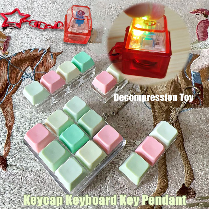 Creative Keycap Keyboard Key Decompress Gifts Keycap with Lamp Keychain ...