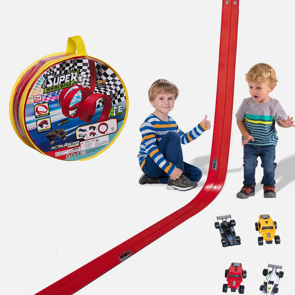 Flex Track 13.12 Ft Starter Set, Flexible Race Car Ramp Track for Ages ...