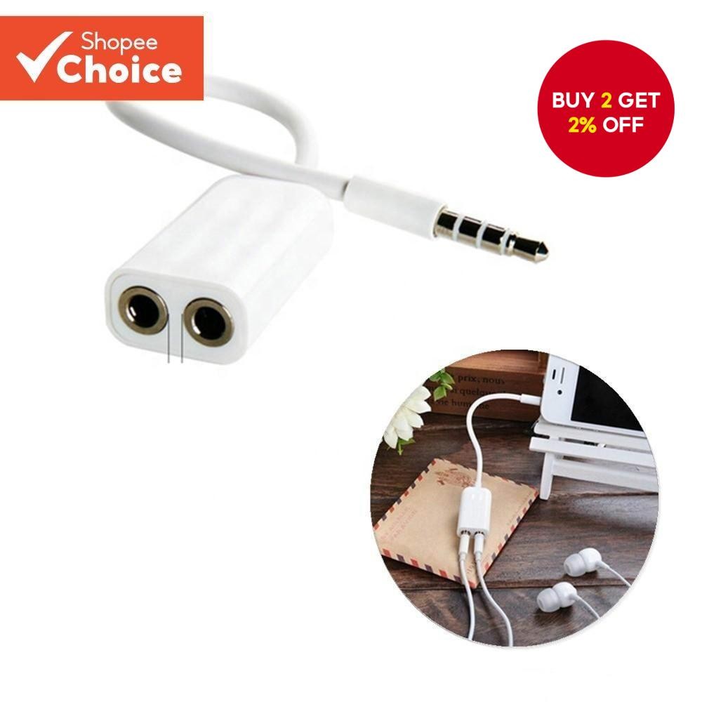 D71 Two Way 3.5mm Dual Headphone Jack Splitter, AUX Stereo Earphone ...