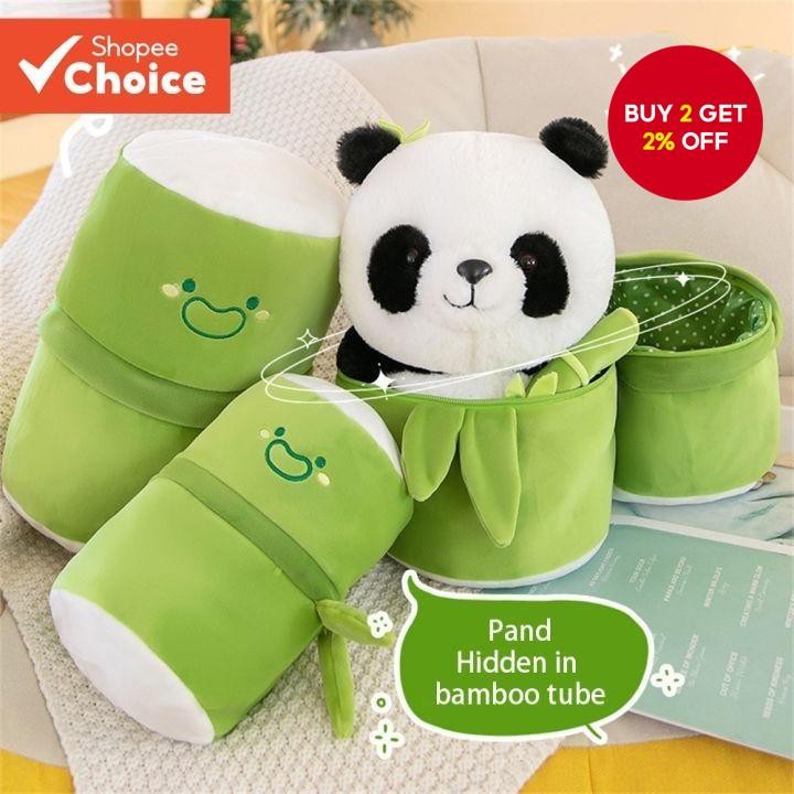 20-25cm Panda Stuffed Animals, 2 in-1 Panda and Bamboo Plush Toys Set ...