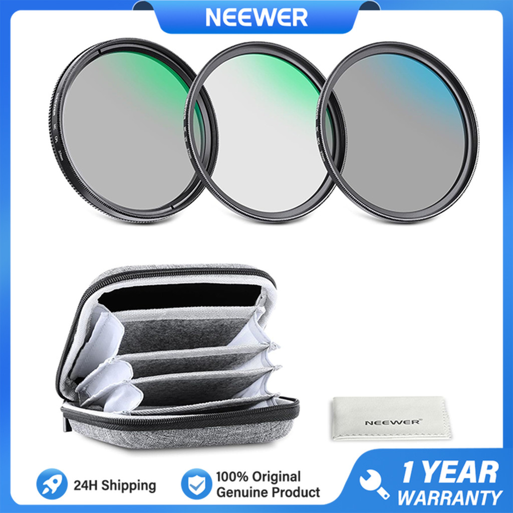 NEEWER 37mm UV+CPL+ND4 Lens Filter Kit - Optical Glass & Aluminum Frame ...