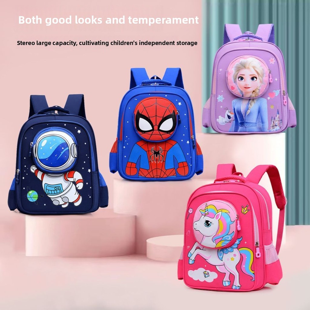 New Kindergarten Schoolbag Boy Spiderman Preschool Work Cartoon Medium ...