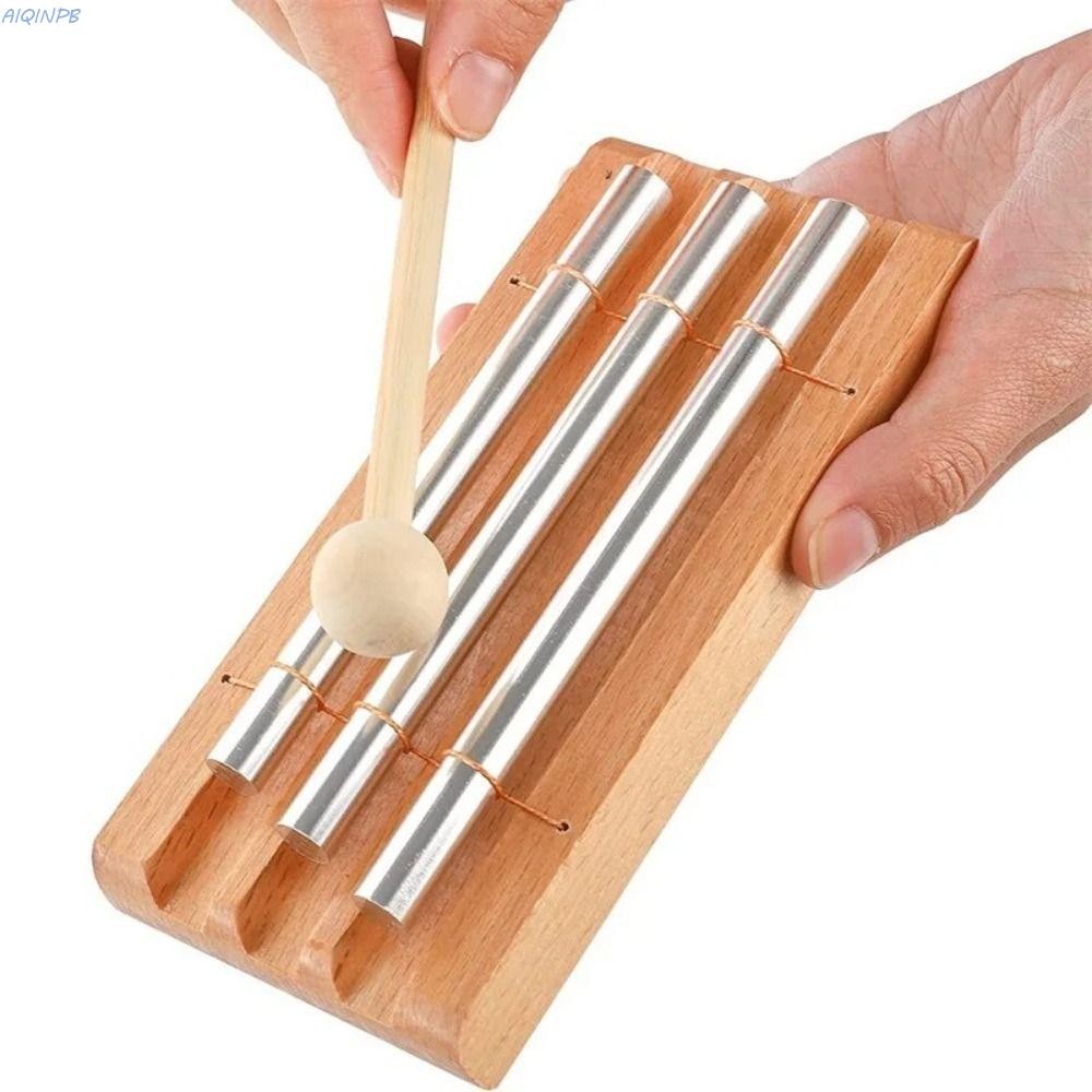 AIQINPB Meditation Musical Chime, 3 Tone Wooden Bell Percussion ...