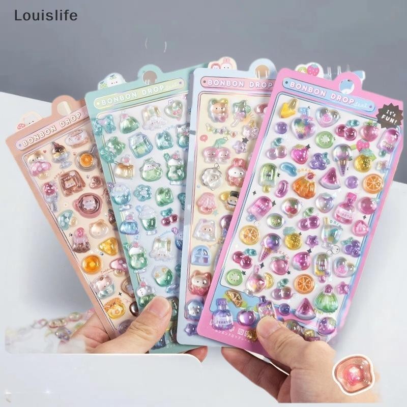 LLPH 3D Relief Jelly Stickers Cartoon Animal Sticker Candy Ghost Rabbit ...