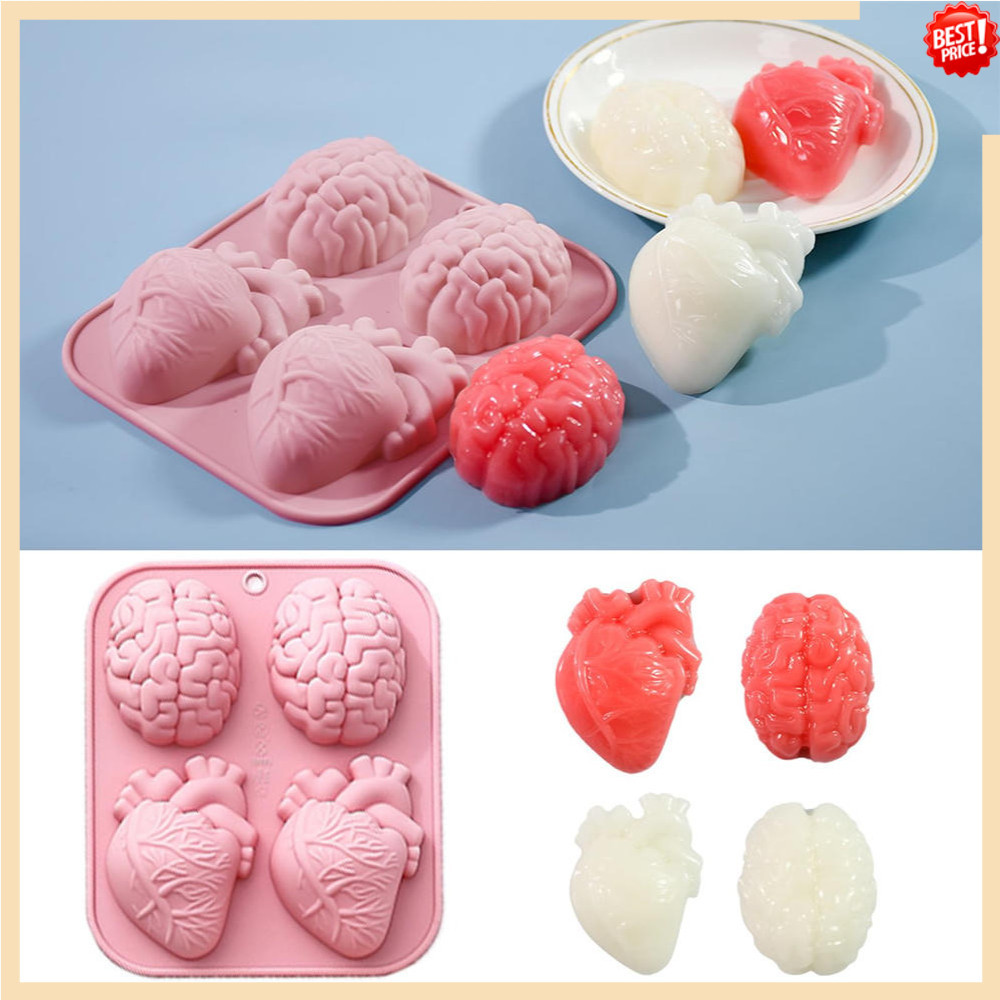 Human Heart Brain Silicone Molds 4 Cavity 3D Organ Shapes DIY Handmade ...