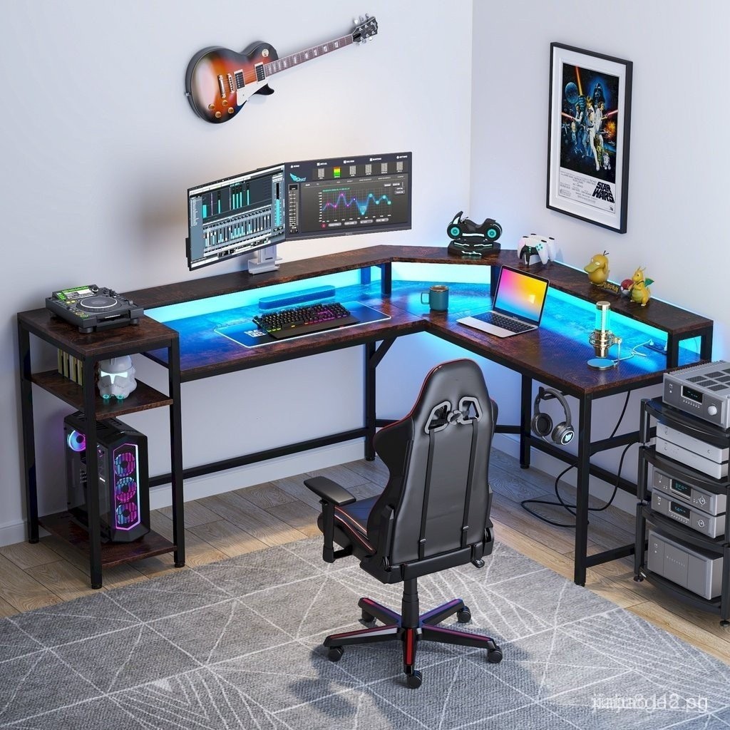 L-Shaped Large Corner Desktop Computer PC Big Workstation Gaming Desk ...