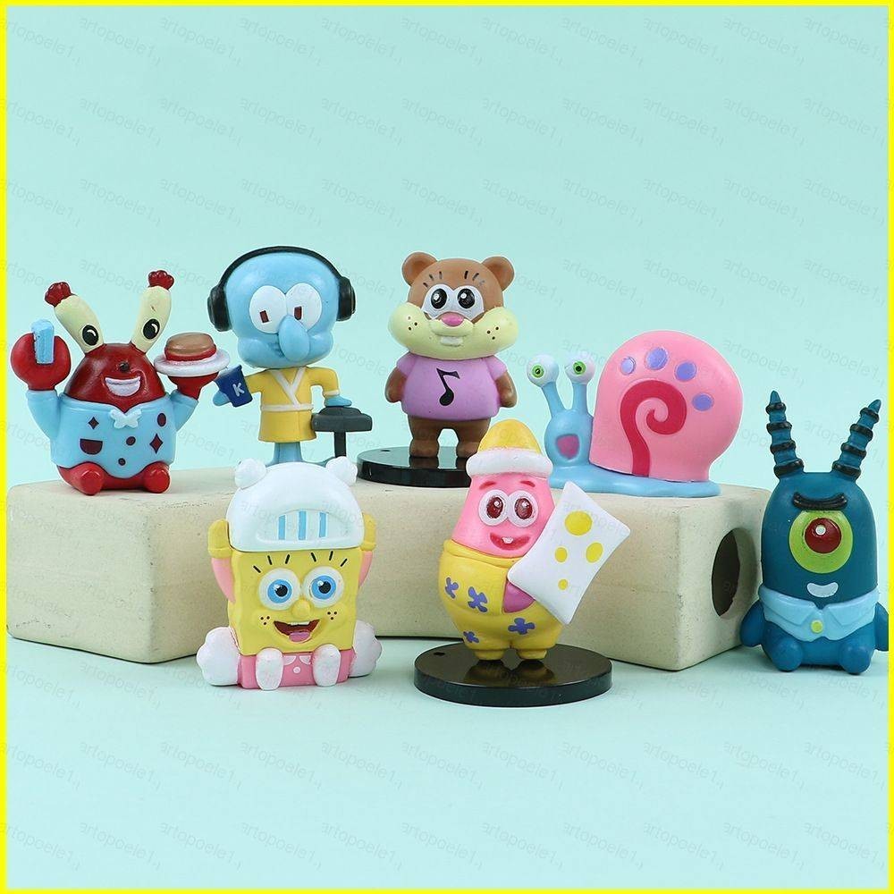 BX 7pcs SpongeBob SquarePants Action Figure Captain Eugene H Armor Abs ...
