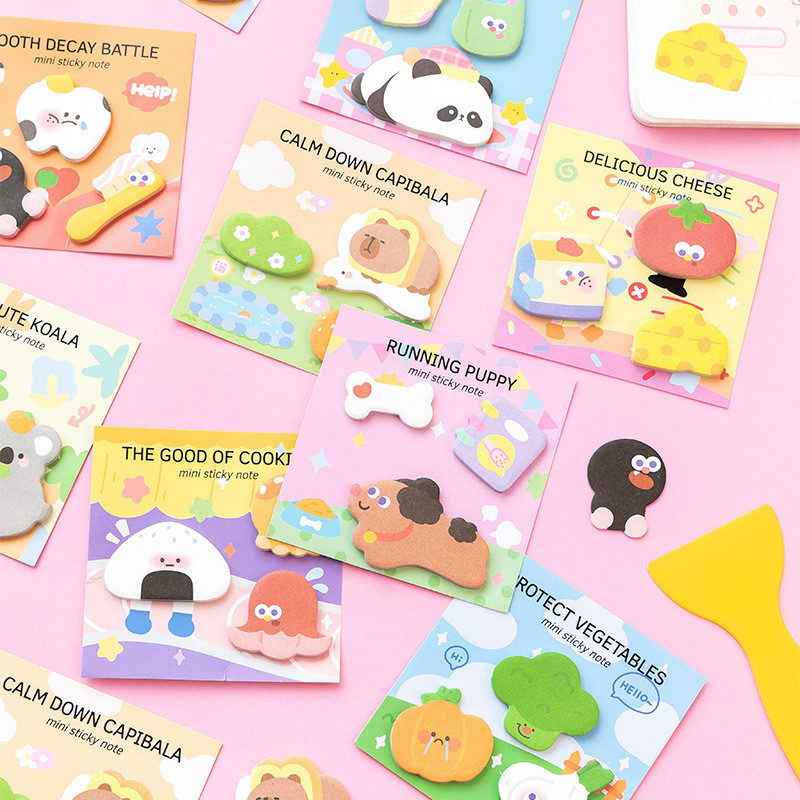 90 pcs/pack Korean Cute Sticky Notes Cartoon Sticky Notes Animals Shape ...