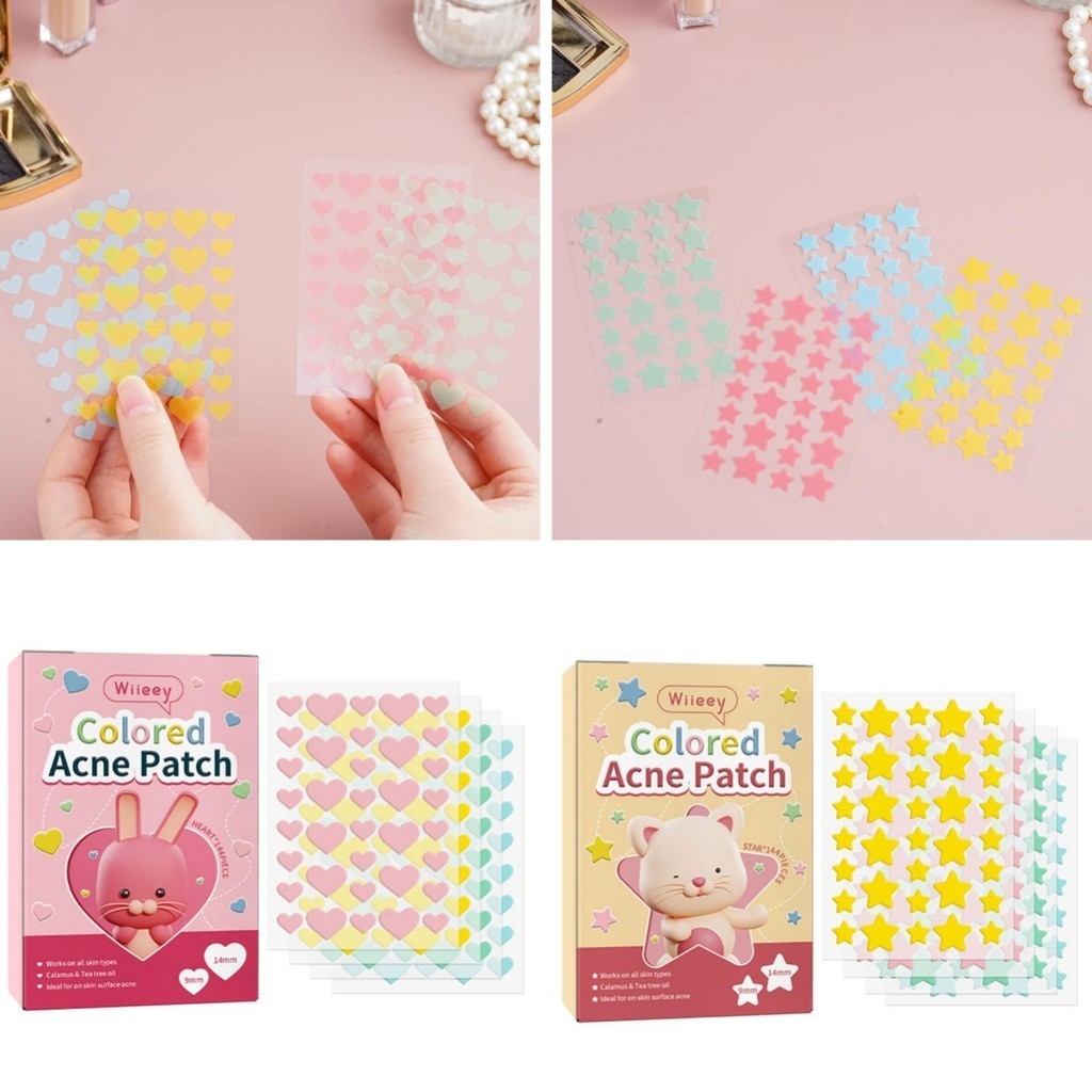 144pcs Colorful Star Heart Cloud Moon Shaped Acne Patches Cute Pimple ...